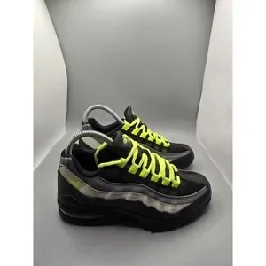 Nike | Shoes | Nike Air Max 95 Gs Black Volt Dark Grey Neon Laces ...